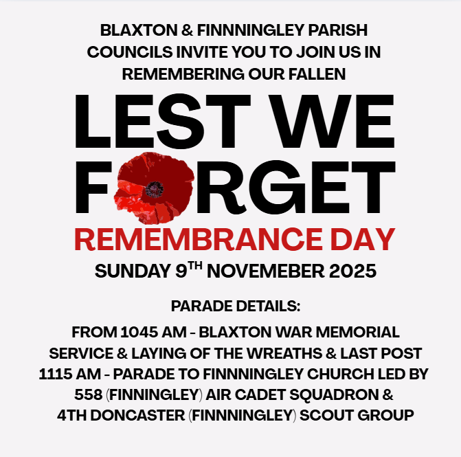 Remembrance Sunday Parade- Sunday 9th November – Blaxton Parish Council